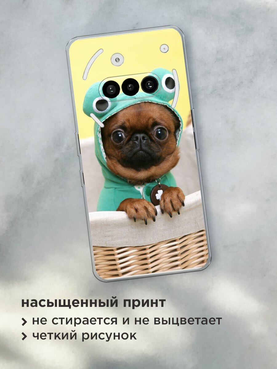 Чехол на Nothing Phone 3a / Нотинг Фон 3а с принтом "Собачка в шапке лягушки" — фото 1