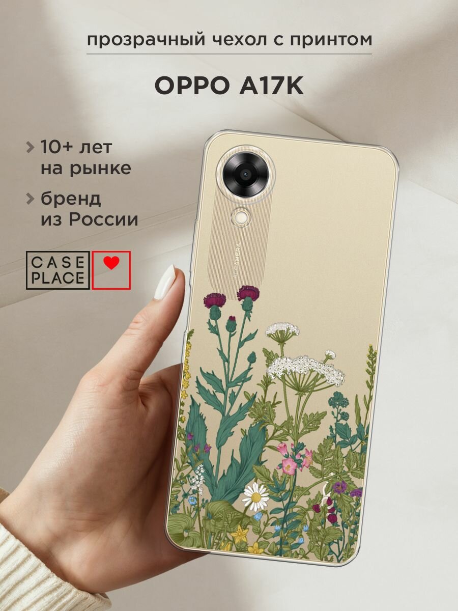 Чехол на Oppo A17K / Оппо A17K с принтом "Дикие полевые цветы", прозрачный