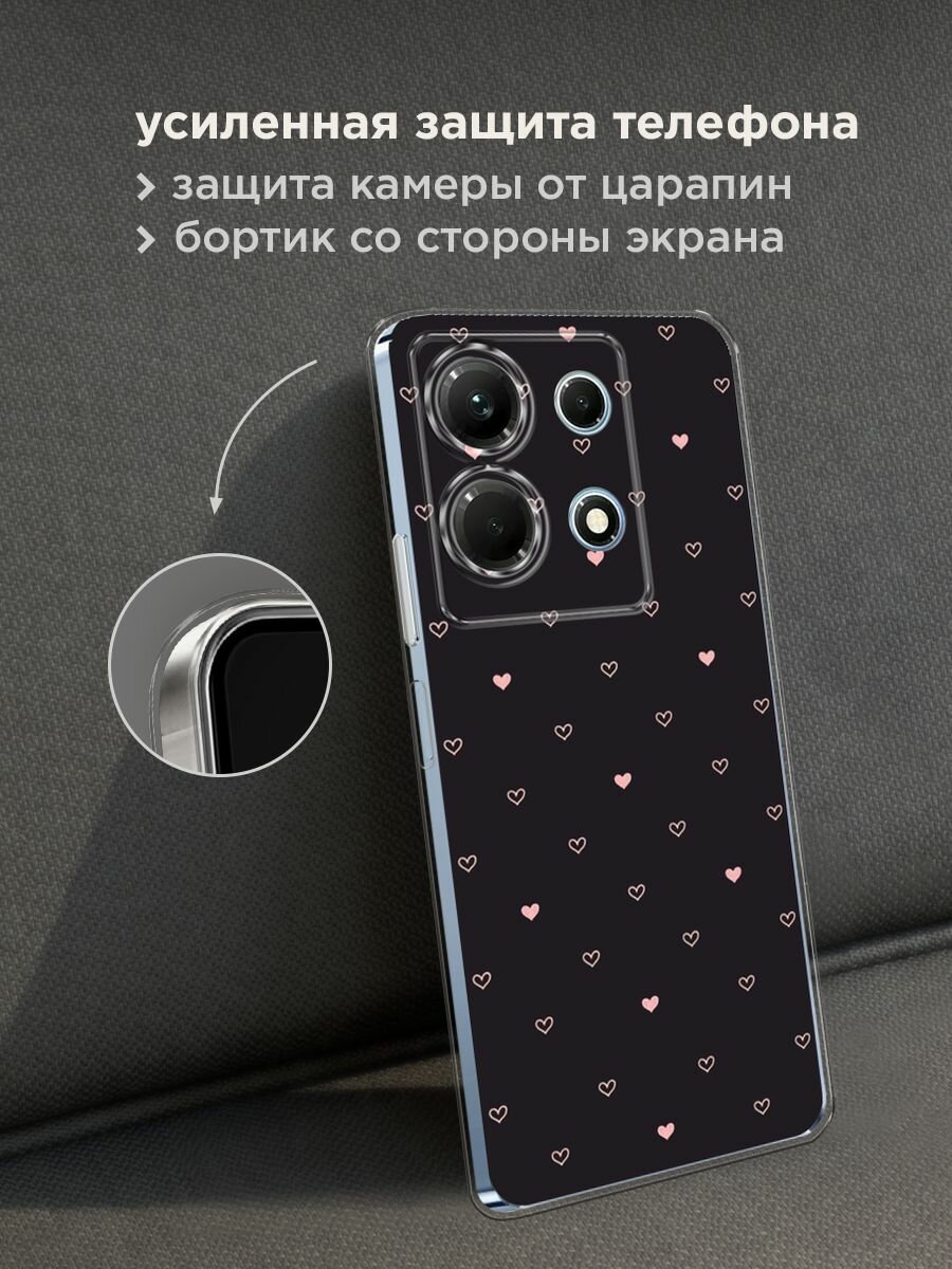 Чехол на Infinix Note 30 4G / Инфиникс Нот 30 4G с принтом "Черный фон и сердечки" — фото 1
