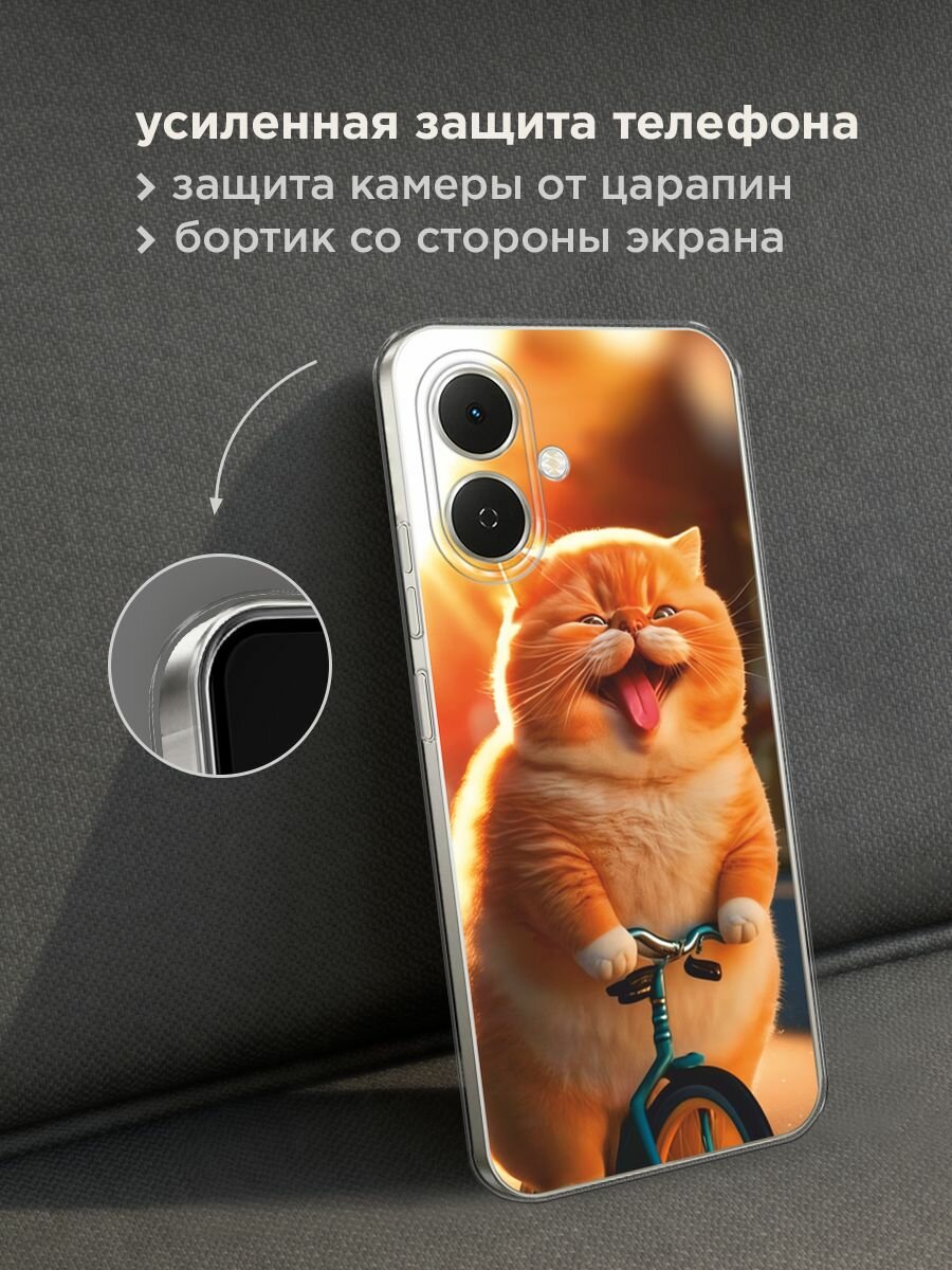 Чехол на Tecno Spark Go 2 / Текно Спарк Го 2 с принтом "Кот на велике" — фото 1