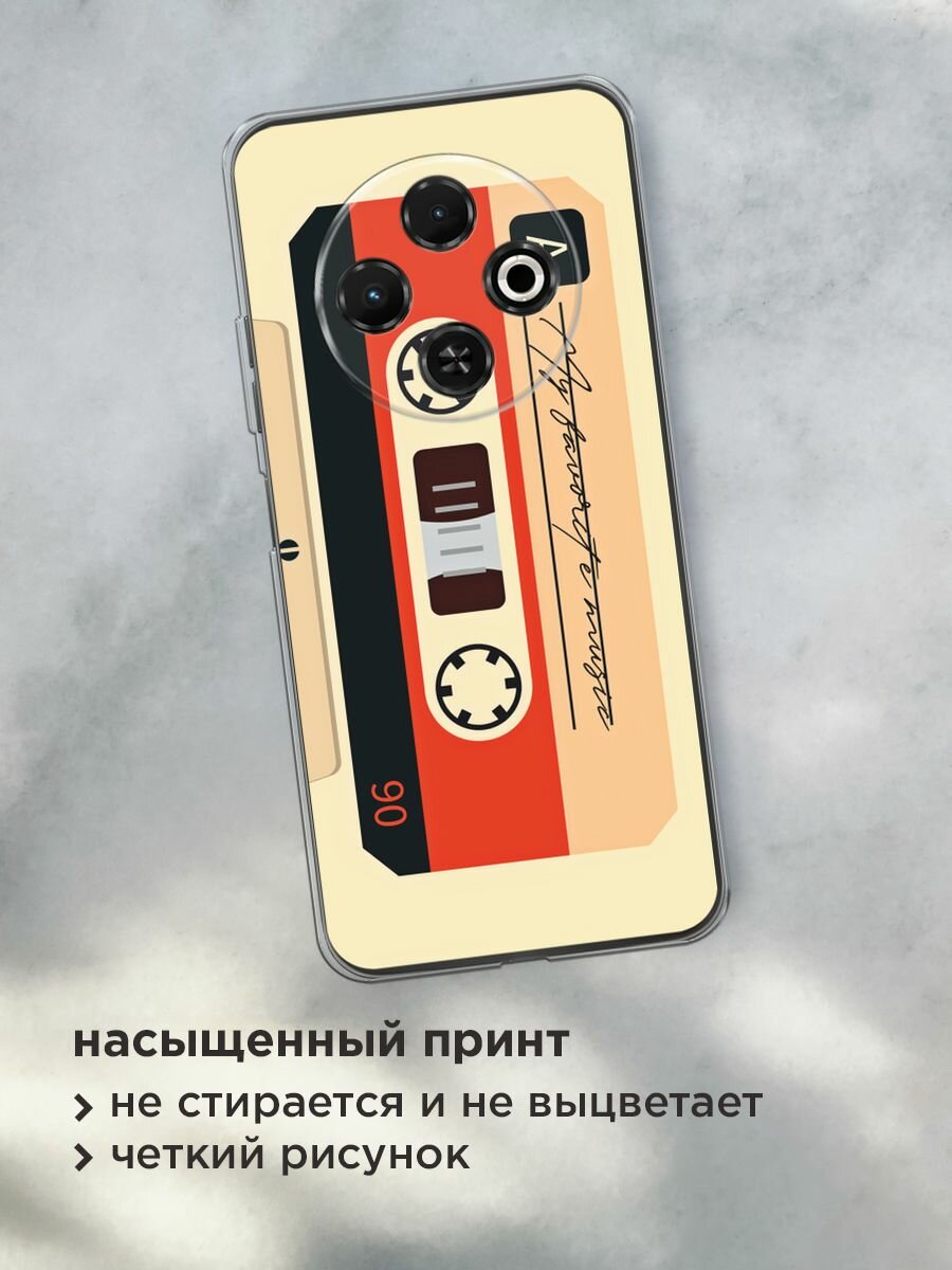 Чехол на Tecno Spark 30C / Текно Спарк 30C с принтом "Бежевая кассета" — фото 1