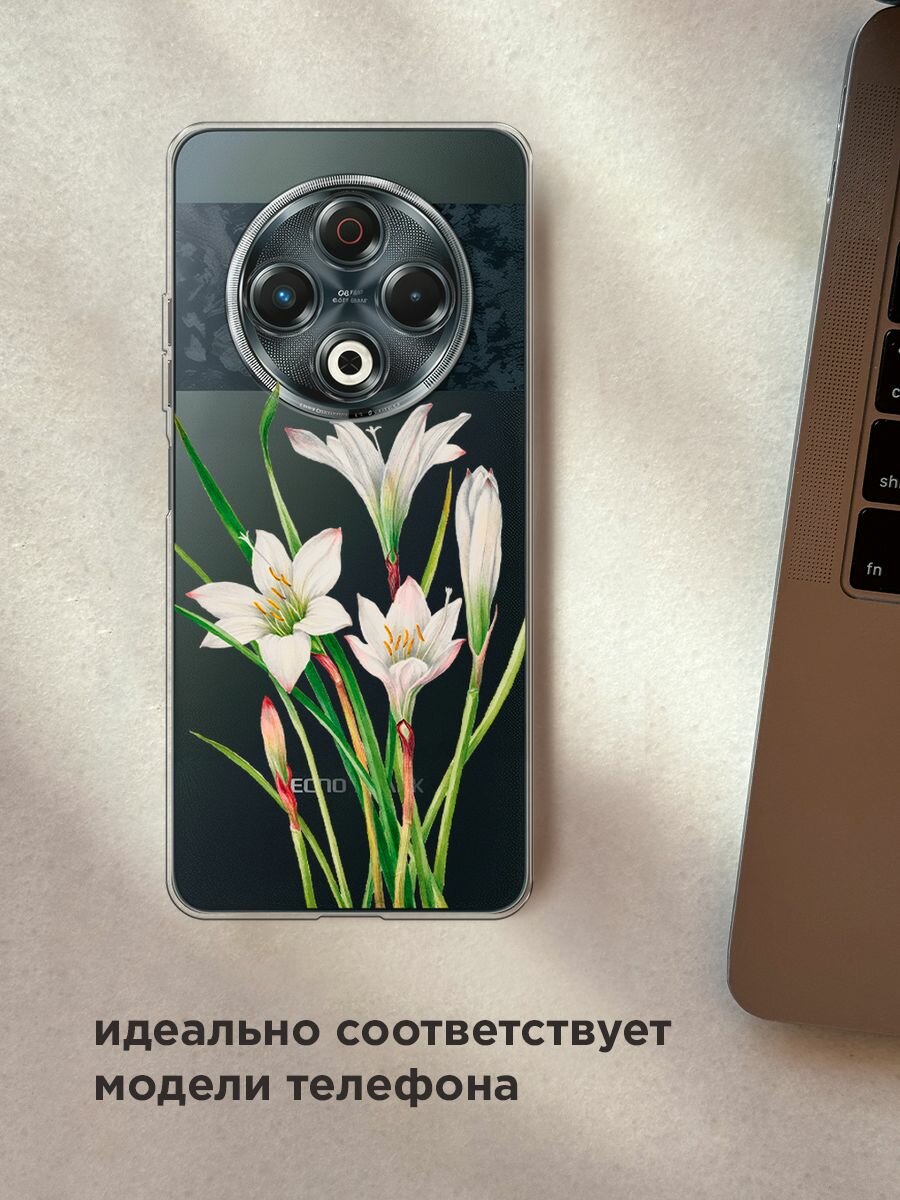Чехол на Tecno Spark 30 / Текно Спарк 30 с принтом "White lily", прозрачный — фото 1