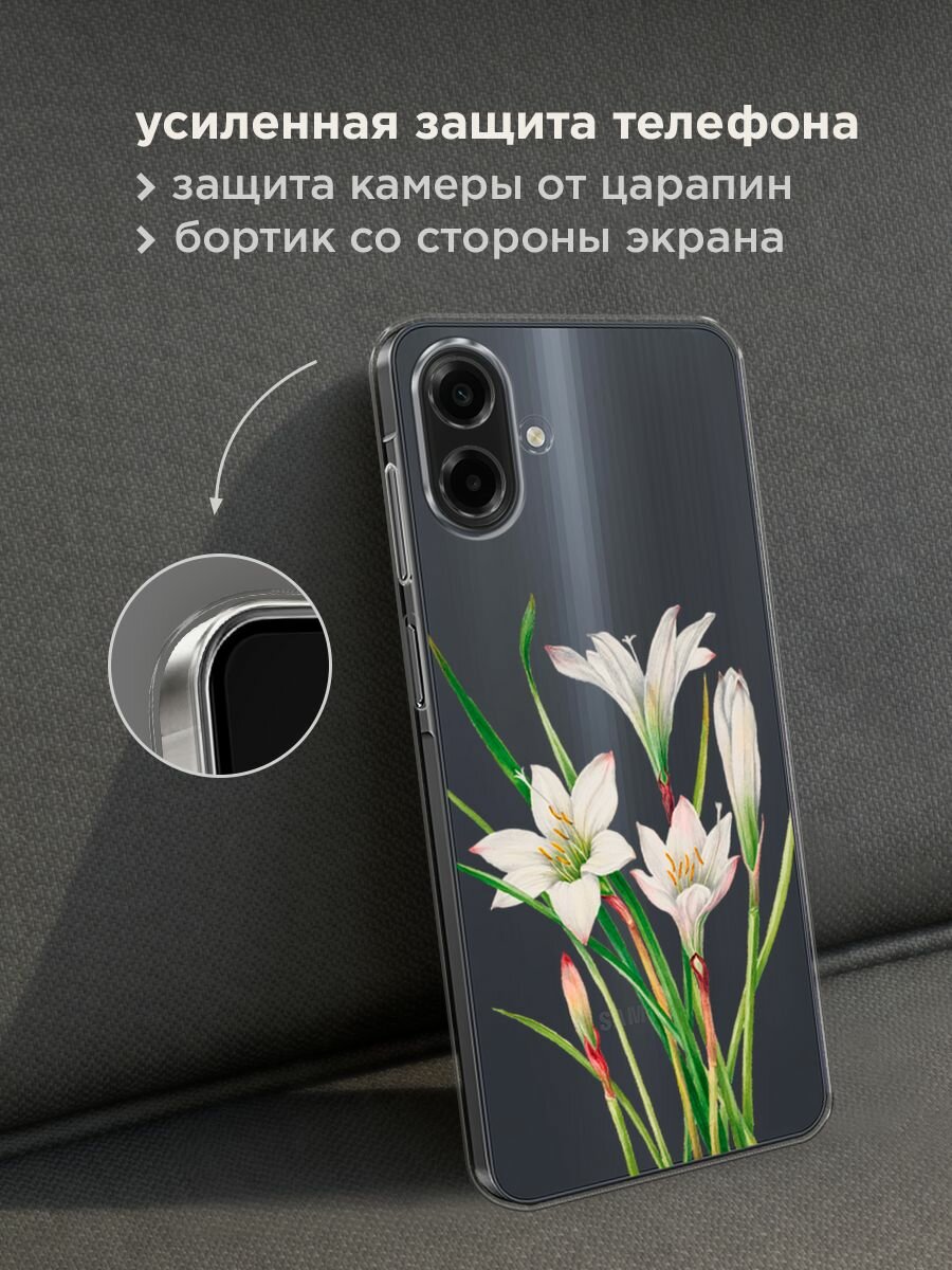 Чехол на Samsung Galaxy A07 / Самсунг А07 с принтом "White lily", прозрачный — фото 1