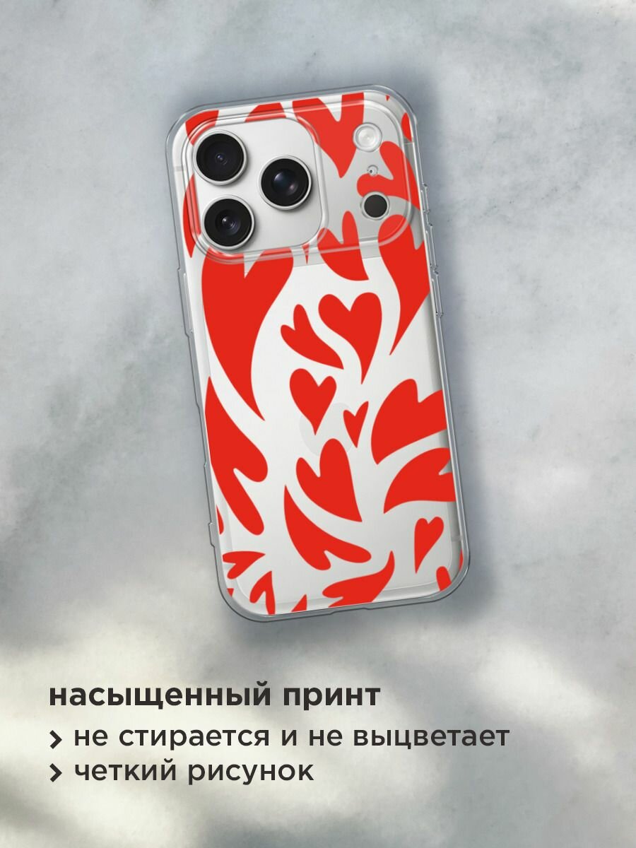 Чехол на Apple iPhone 17 Pro / Айфон 17 Про с принтом "Crazy hearts 2 - 14 февраля", прозрачный — фото 1