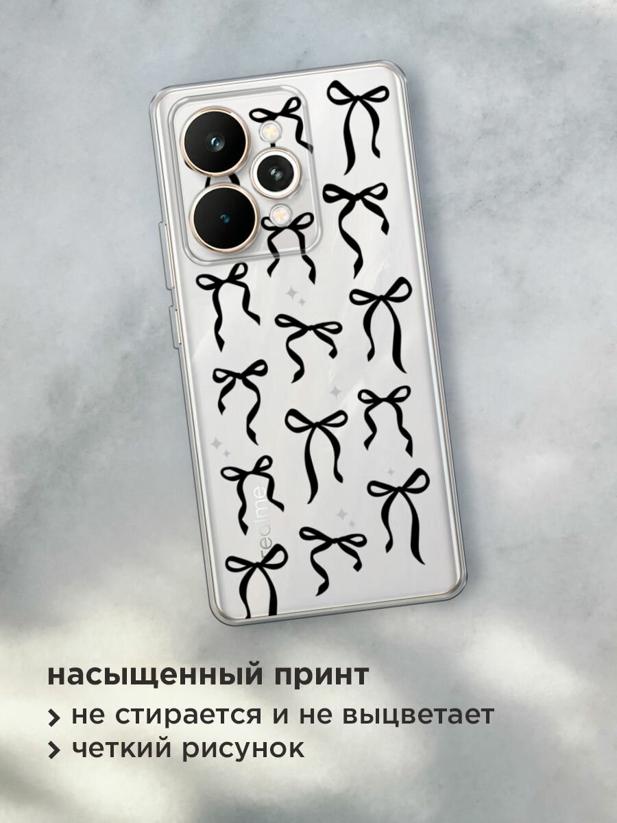 Чехол на Realme 15 Pro / Реалми 15 Про с принтом "Black bows", прозрачный — фото 1