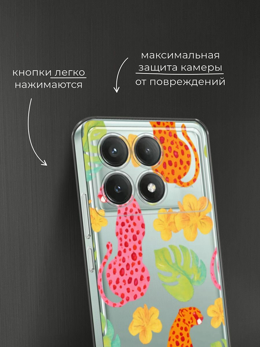 Чехол на Xiaomi Poco X6 PRO 5G / Поко X6 Про 5G с принтом "Экзотика", прозрачный — фото 1