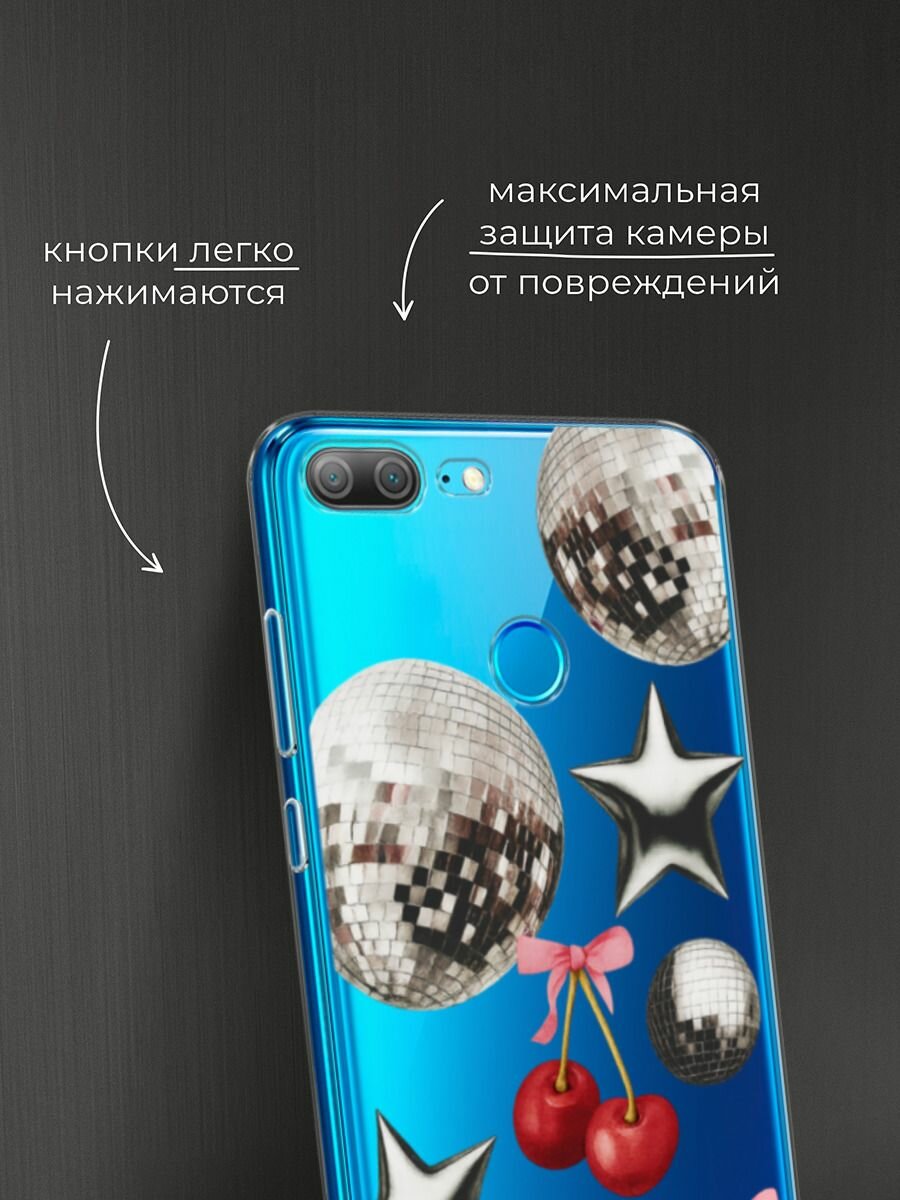 Чехол на Honor 9 Lite / Хонор 9 Лайт с принтом "Стильная подборка", прозрачный — фото 1