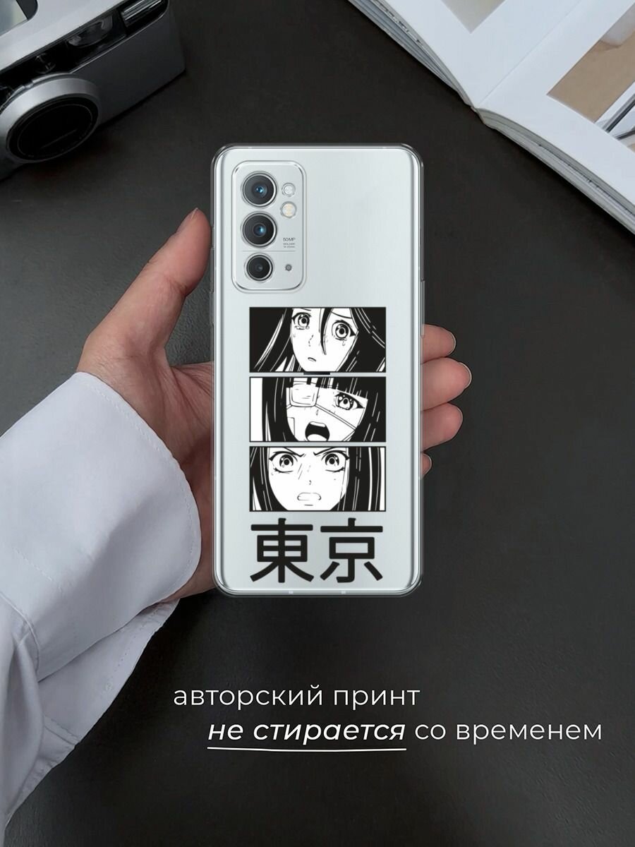 Чехол на OnePlus 9RT / ВанПлас 9RT с принтом "Tokyo girls", прозрачный — фото 1