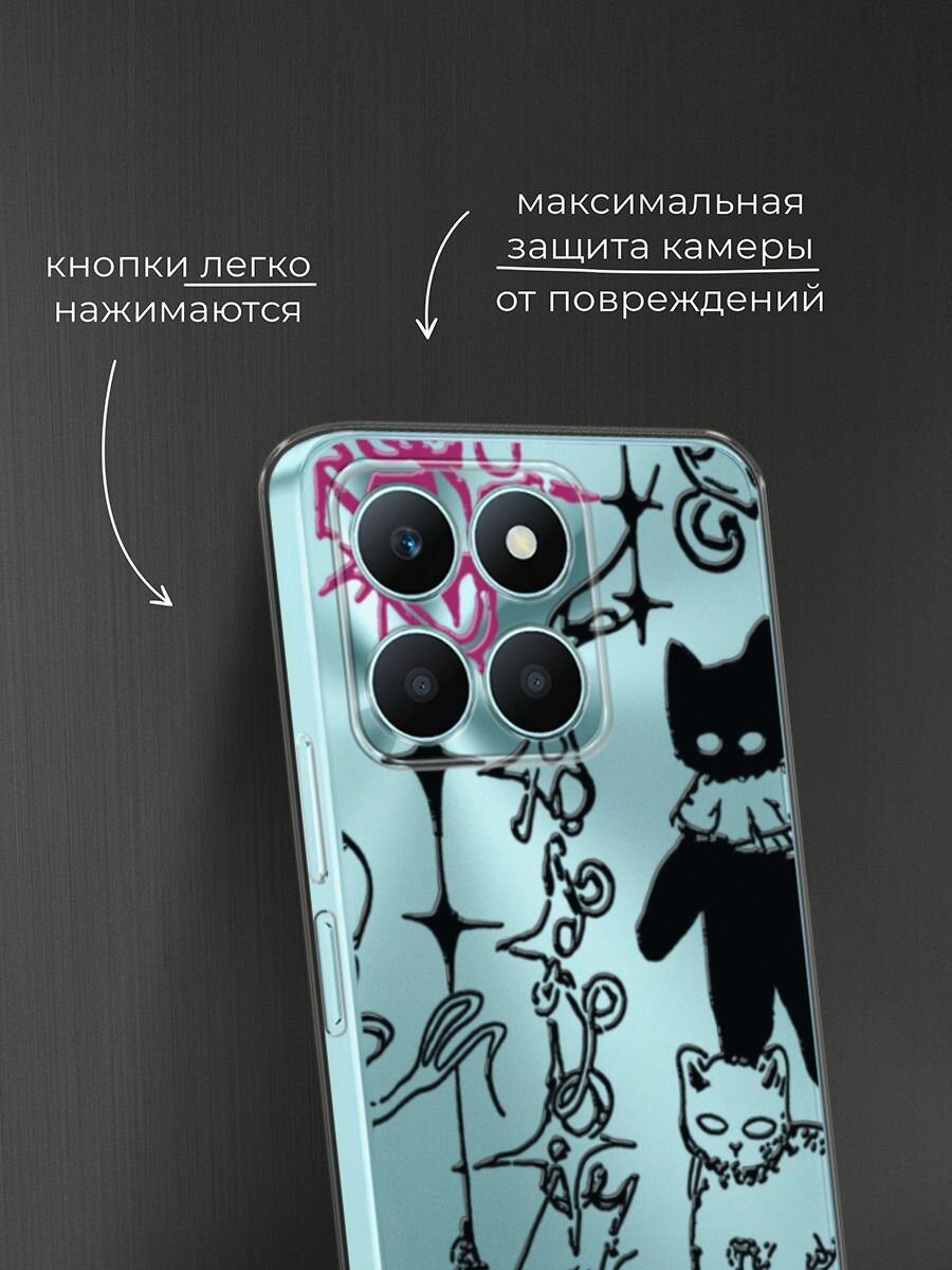 Чехол на Honor X6A / Хонор X6A с принтом "Готические котики" — фото 1