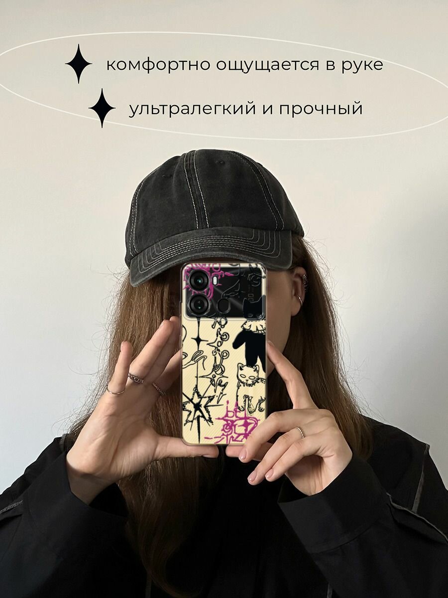 Чехол на Itel P40 / Ител P40 с принтом "Готические котики" — фото 1