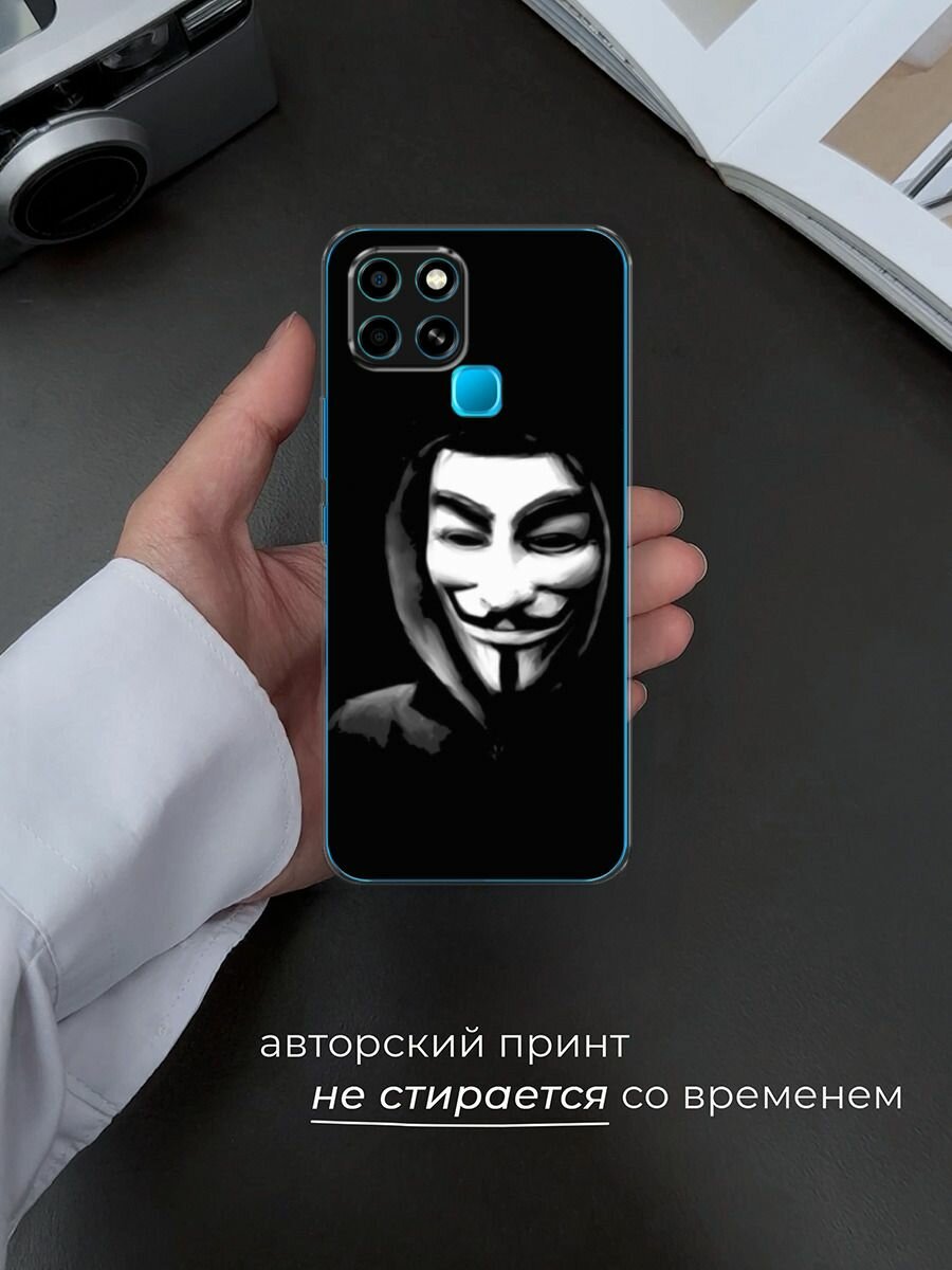 Чехол на Infinix Smart 6 / Инфиникс Смарт 6 с принтом "Анонимус" — фото 1