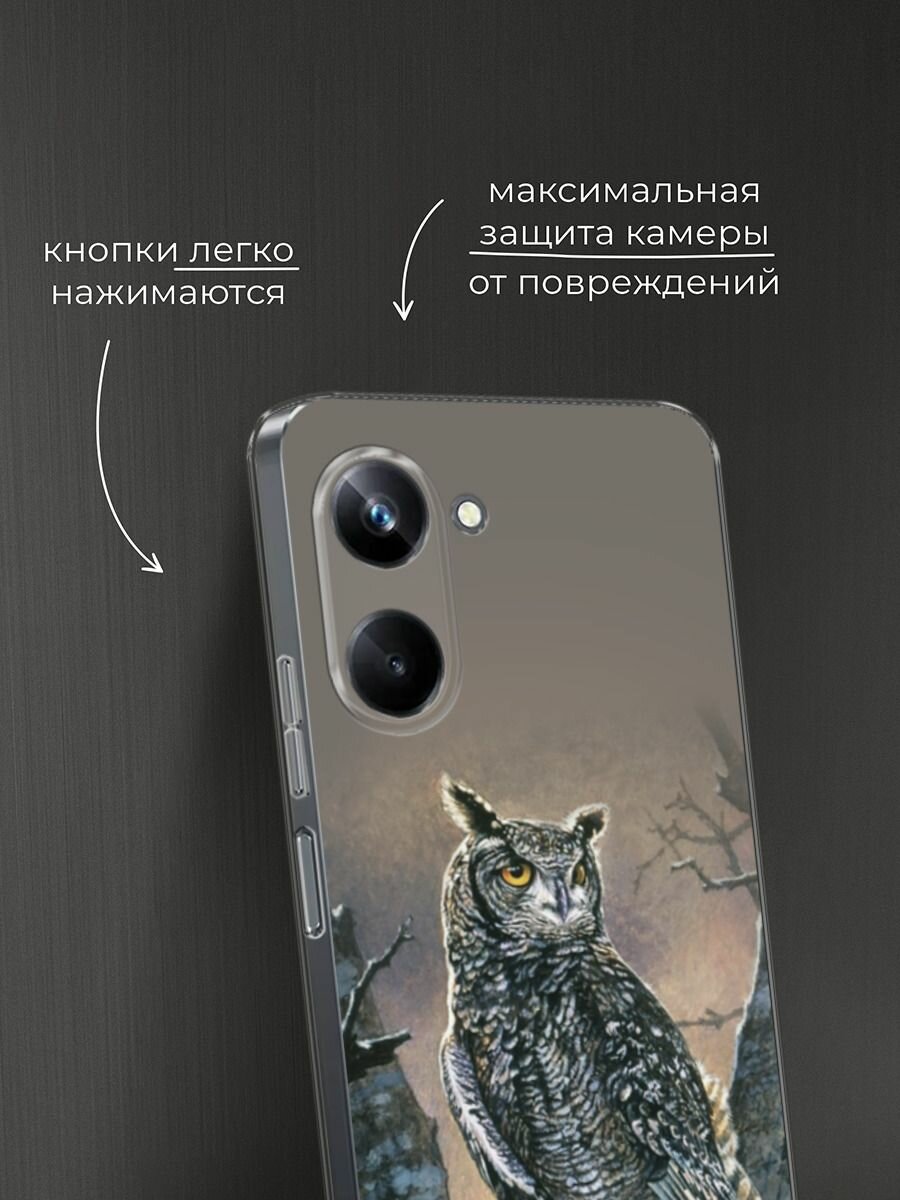 Чехол на Realme 10 Pro / Реалми 10 Про с принтом "Сова арт 5" — фото 1