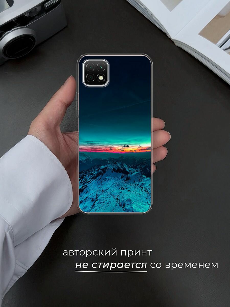Силиконовый чехол на Wiko T3 / Вико Т3 с принтом "Закат в горах" — фото 1