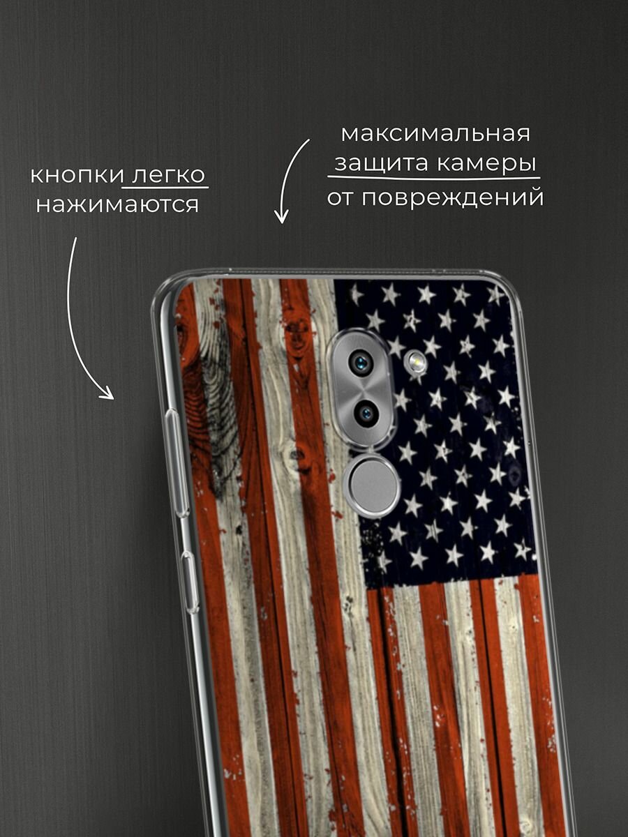 Силиконовый чехол на Honor 6X / Хонор 6Х с принтом "США" — фото 1