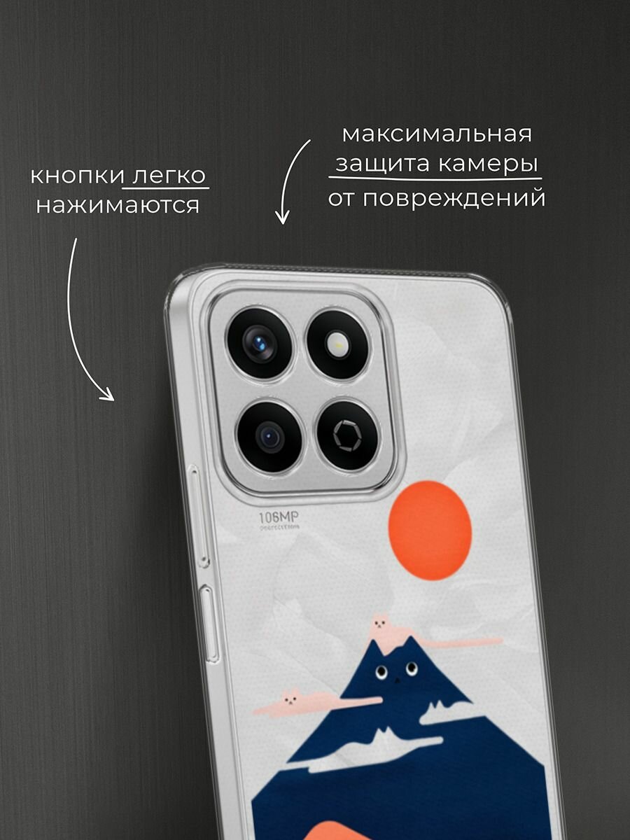 Чехол на Honor X7c / Хонор X7c с принтом "Кот-гора", прозрачный — фото 1