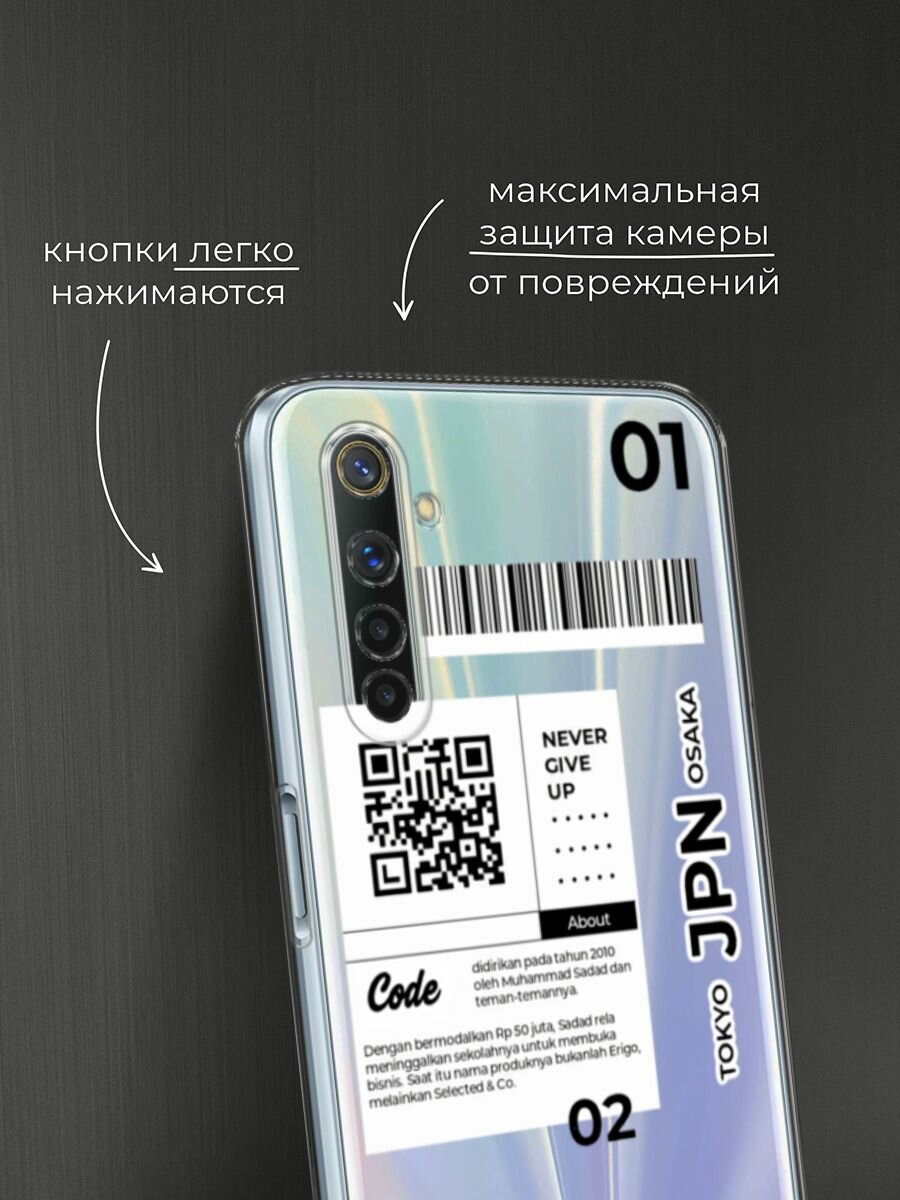 Силиконовый чехол на Realme 6 / Реалми 6 с принтом "JPN", прозрачный — фото 1