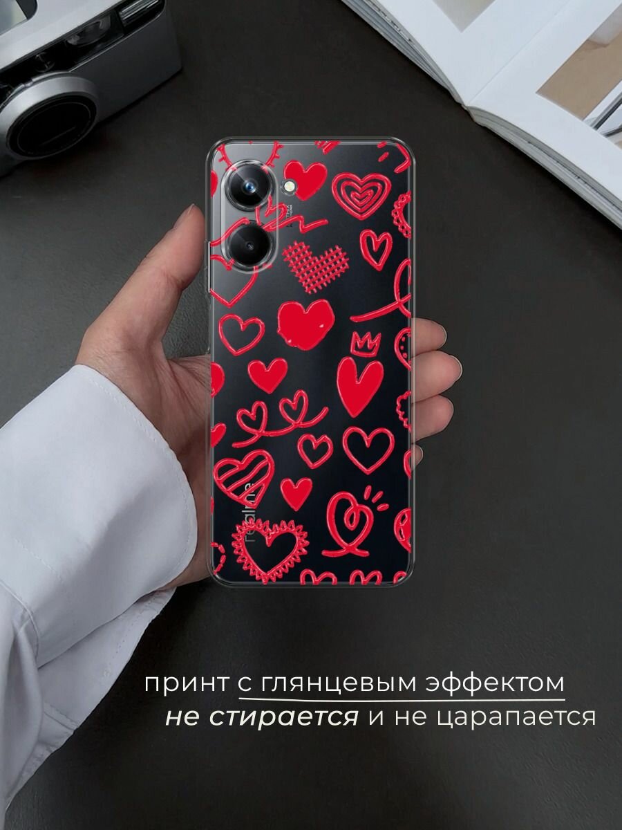 Чехол на Realme 10 Pro / Реалми 10 Про с принтом "Разные сердечки" — фото 1