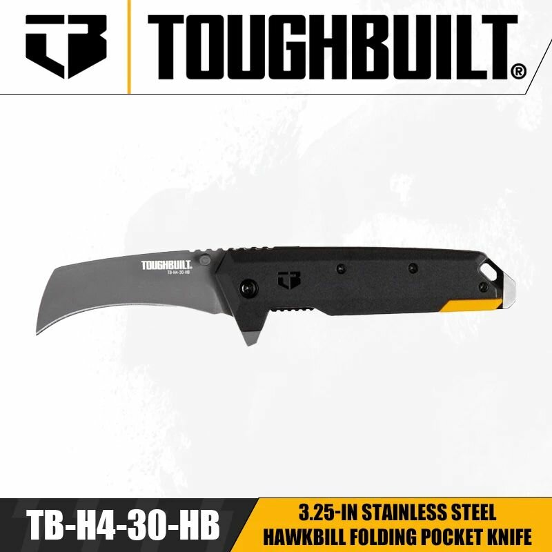 TOUGHBUILT TB-H4-30-HB Складной карманный нож Hawkbill из нержавеющей стали 3,25 дюйма Ручные инструменты