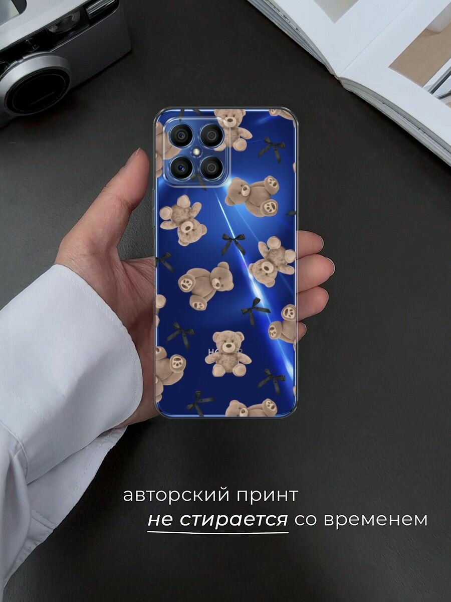 Чехол на Honor X8 / Хуавей X8 с принтом "Плюшовые мишки 2", прозрачный — фото 1