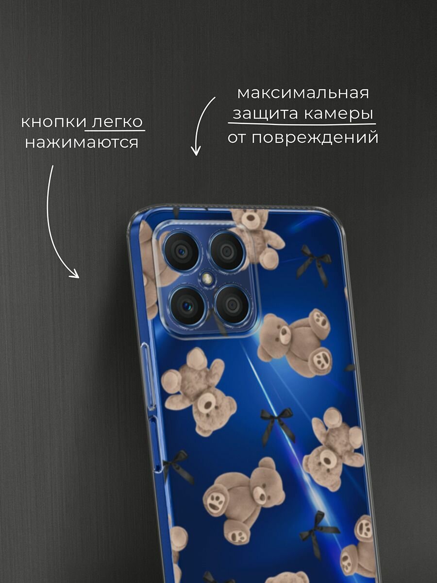 Чехол на Honor X8 / Хуавей X8 с принтом "Плюшовые мишки 2", прозрачный — фото 1