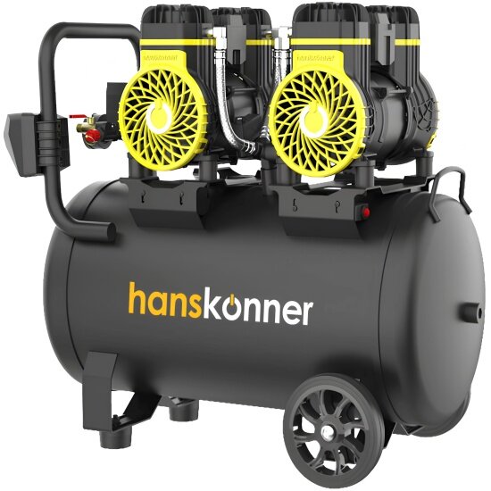 Компрессор воздушный безмасляный Hanskonner HAC502 2*1450Вт, 500л/мин, ресивер 50л, 8 бар