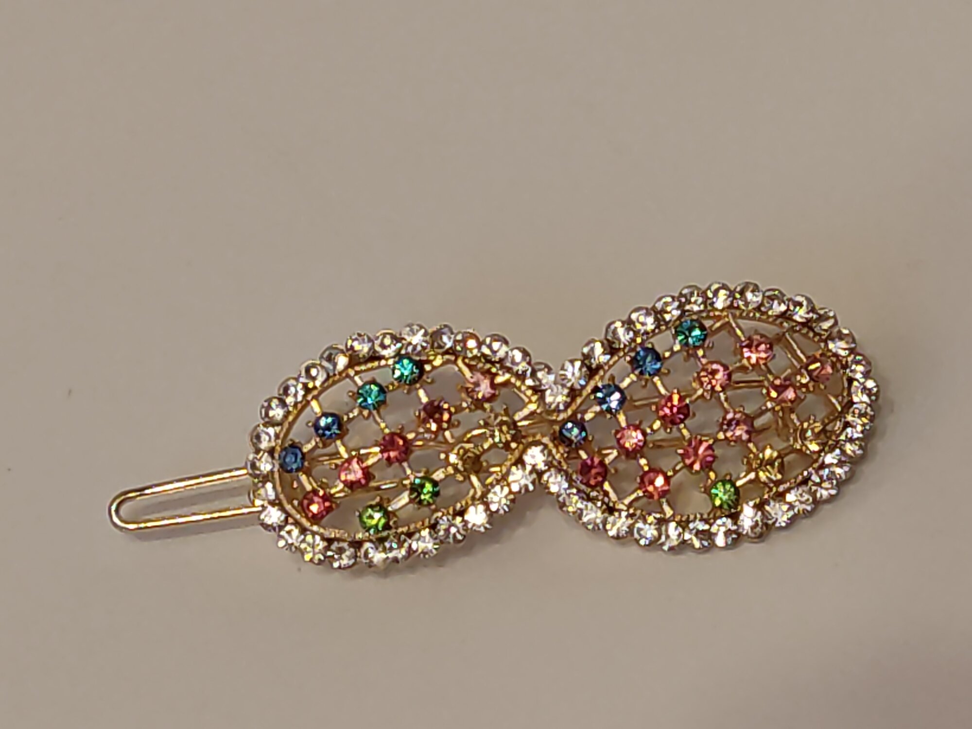 Заколка для волос "Стиль", металл, золотистый, стразы, 4.5 см