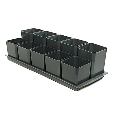 Набор горшков для рассады двухуровневый, (цвет антрацит) 10 шт.