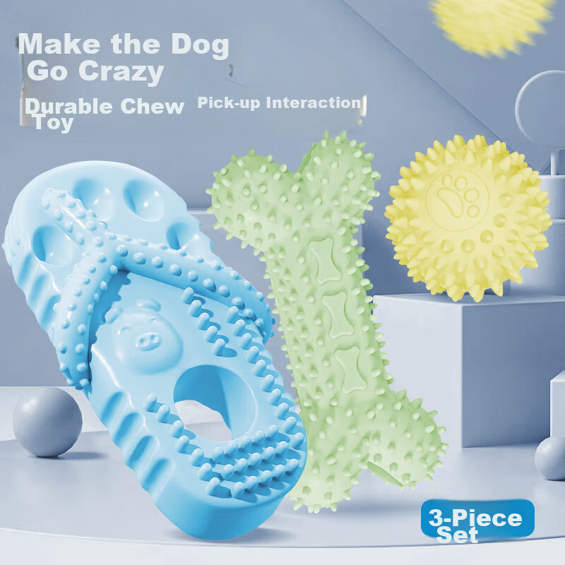 Cigeman Dog Toys, Durable Chew Toys, Dental Chew Sticks, Boredom Relief for Teddy, Corgi, Small Dogs, Chewable Rubber, 3-Piece Set, Pet Supplies