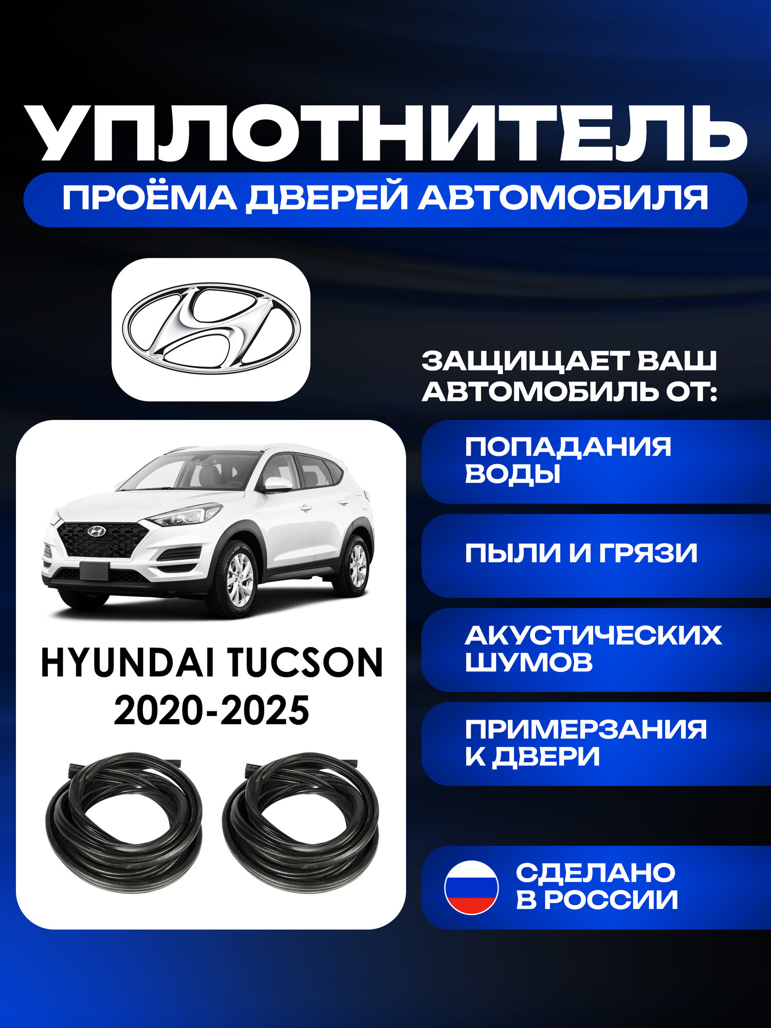 Уплотнитель (резинка) проёма передней двери (2 ШТ.) Hyundai Tucson IV (2020-2025) / Хендай Туксон 4 поколение