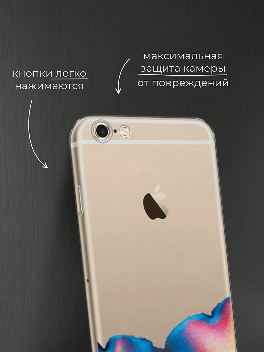 Чехол на Apple iPhone 6 Plus/6S Plus / Айфон 6 Плюс/Айфон 6С Плюс с принтом Акварельное сочетание, прозрачный — фото 1