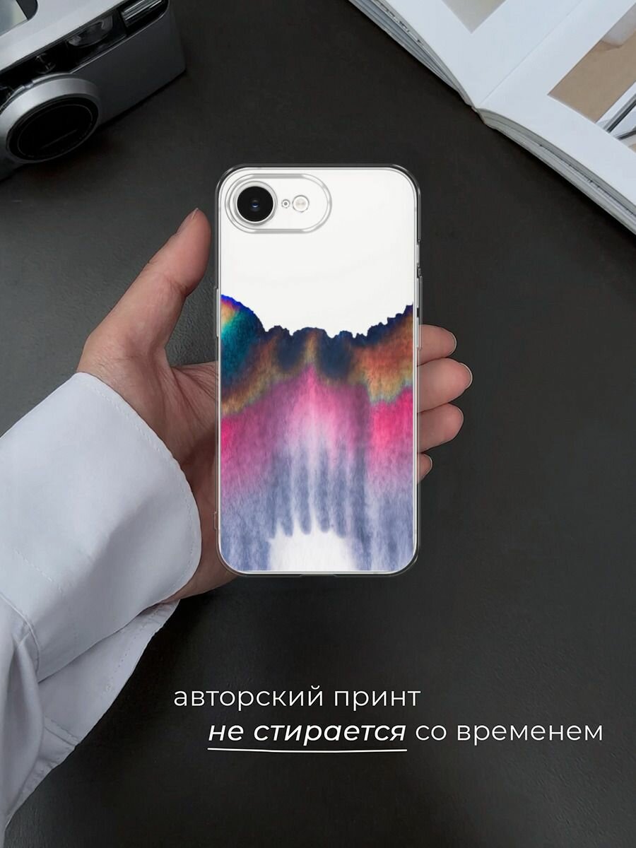 Чехол на Apple iPhone 16e/17e / Айфон 16е/17e с принтом Акварельная абстракция, прозрачный — фото 1