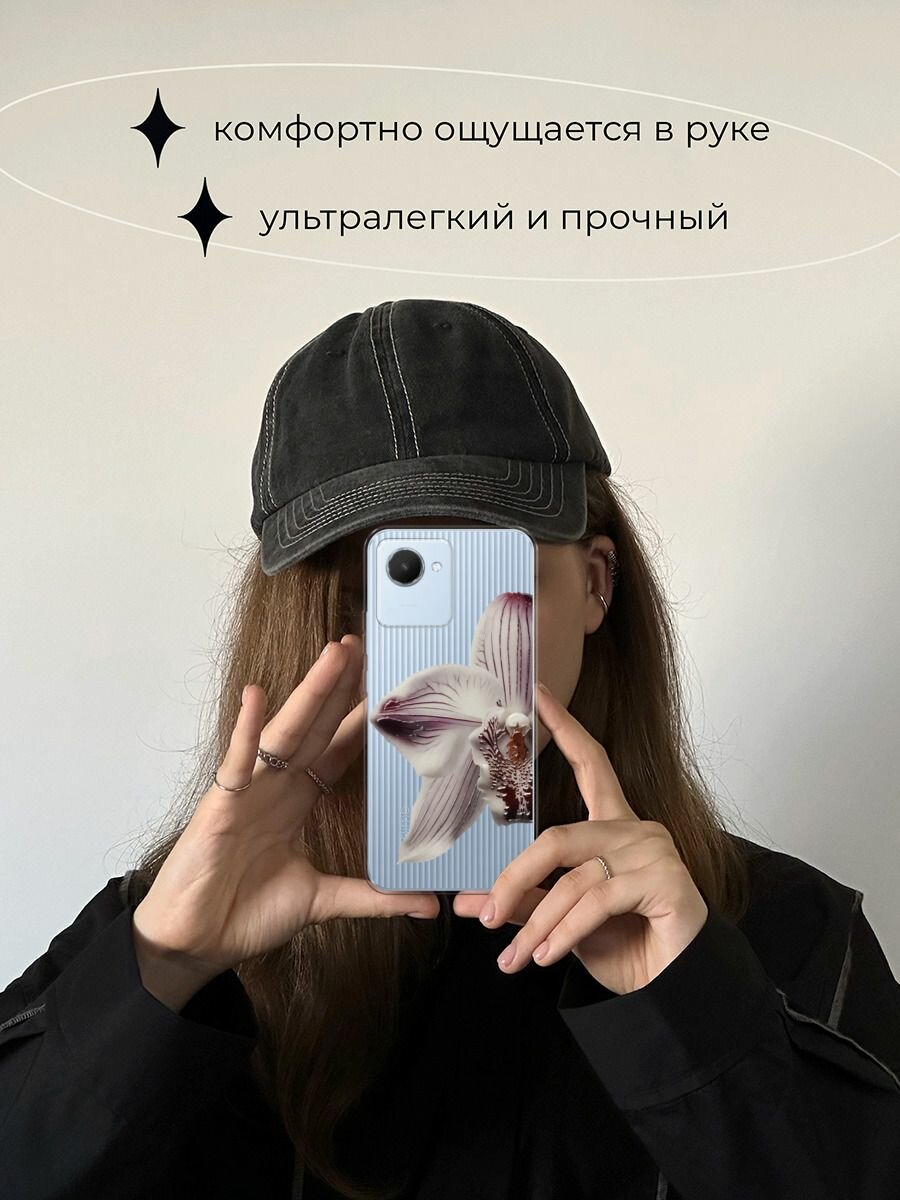 Силиконовый чехол на Realme C30 / Реалми C30 с принтом Белая орхидея — фото 1
