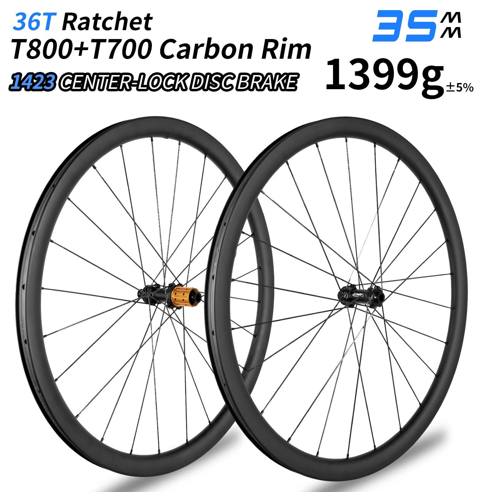 Дорожные карбоновые колеса 35 мм, 36T, Clincher & Tubeless