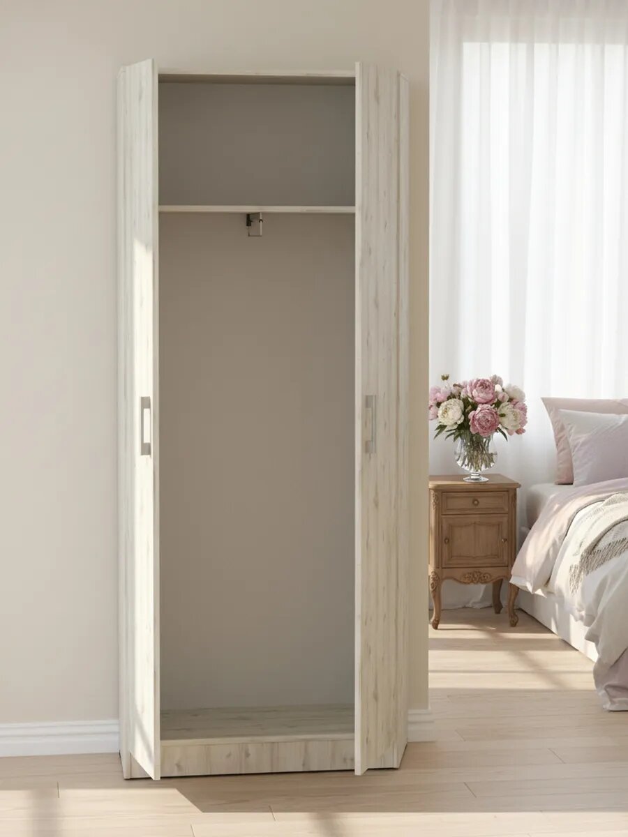 Шкаф FRESTER распашной в спальню деревянный для одежды с полками, от производителя