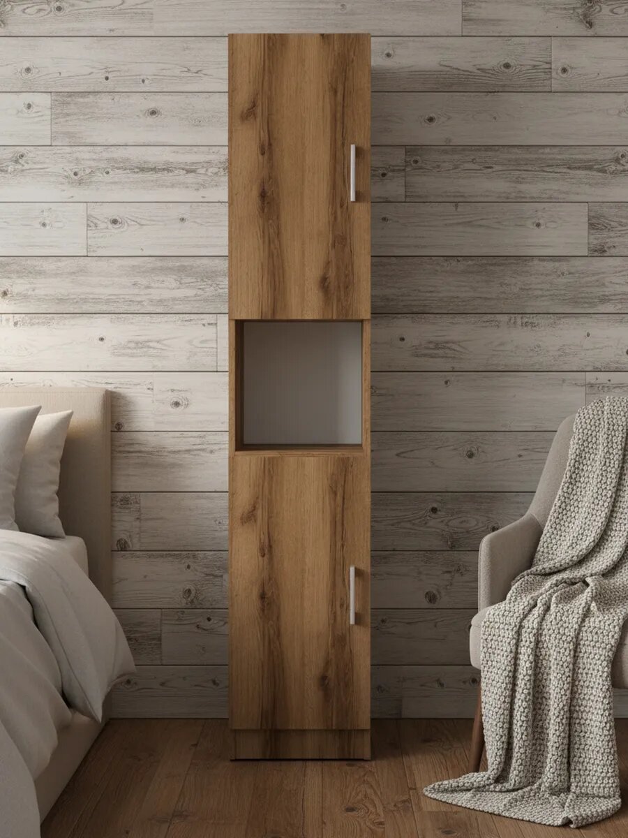 Деревянный распашной шкаф пенал FRESTER с полками в прихожую, от производителя