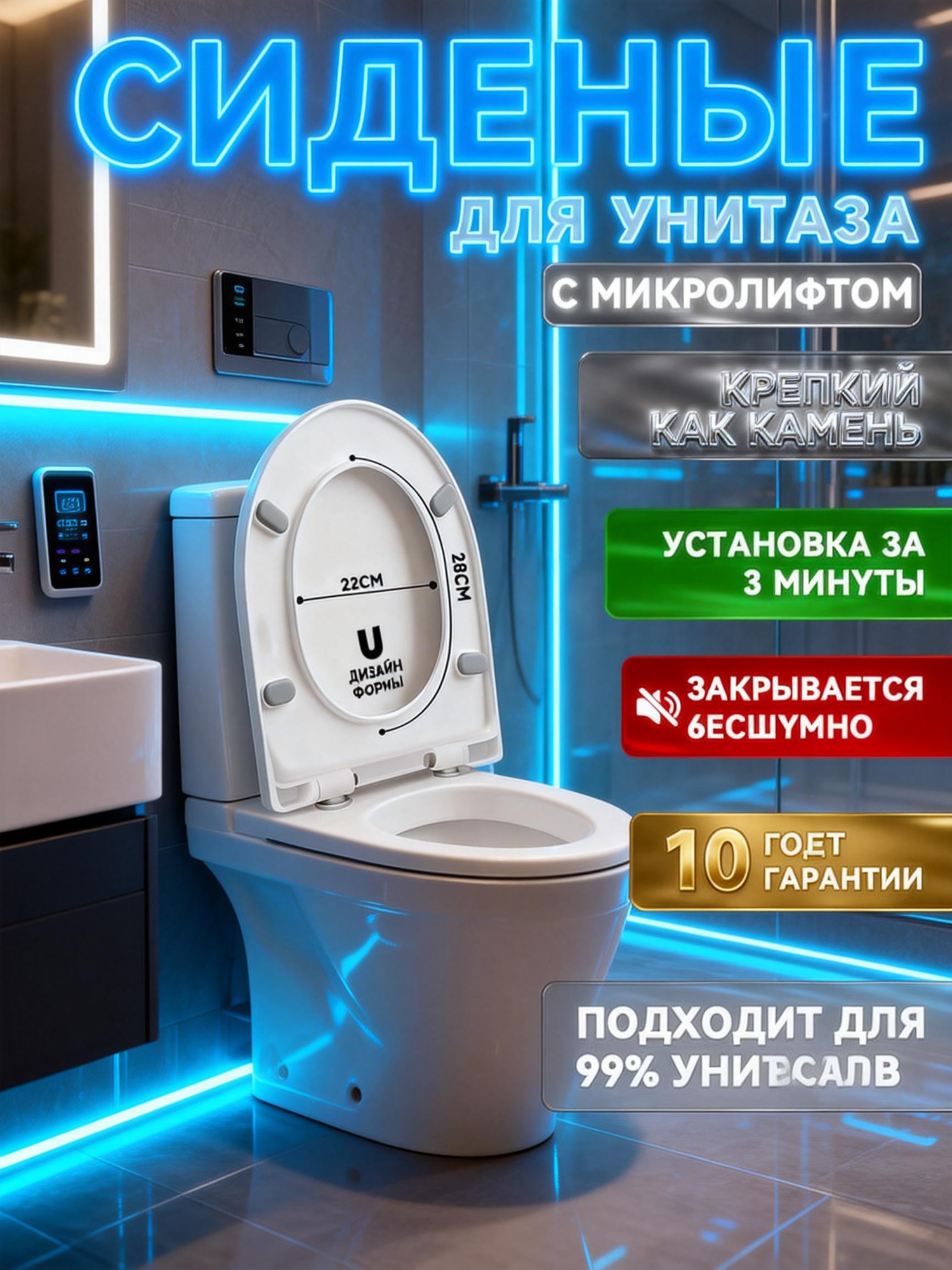 Сиденье универсальное для унитаза с крышкой стульчак советский туалет овальный ободок тип U образное