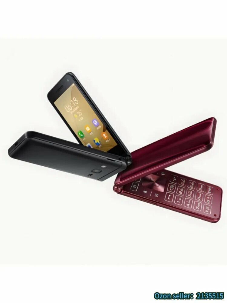 Мобильный телефон Folder 2 - Раскладушка Android с Клавиатурой 2 SIM 1950мАч Поддержка microSD Отл. сост, черный матовый