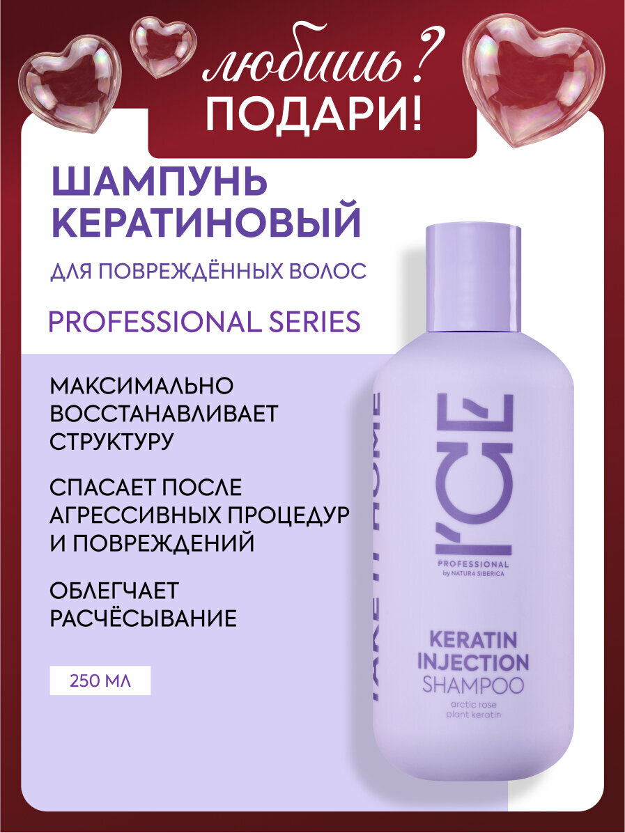 ICE Professional by Natura Siberica KERATIN INJECTION Профессиональный шампунь восстанавливающий с кератином 250 мл