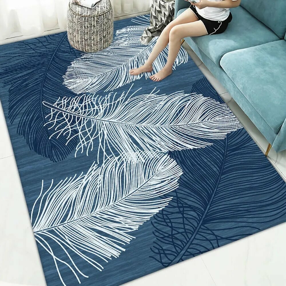 IKEA Ковер безворсовый "Синие перья" 200x300 см