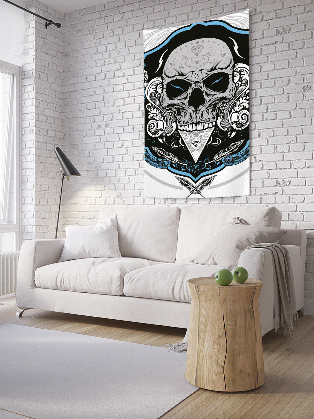 Фотопанно на стену вертикальный из ткани постер 100х150 "Пиратский череп", JoyArty