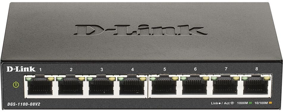Коммутатор D-Link DGS-1100-08V2/A1A (L2) 8x1Гбит/с управляемый
