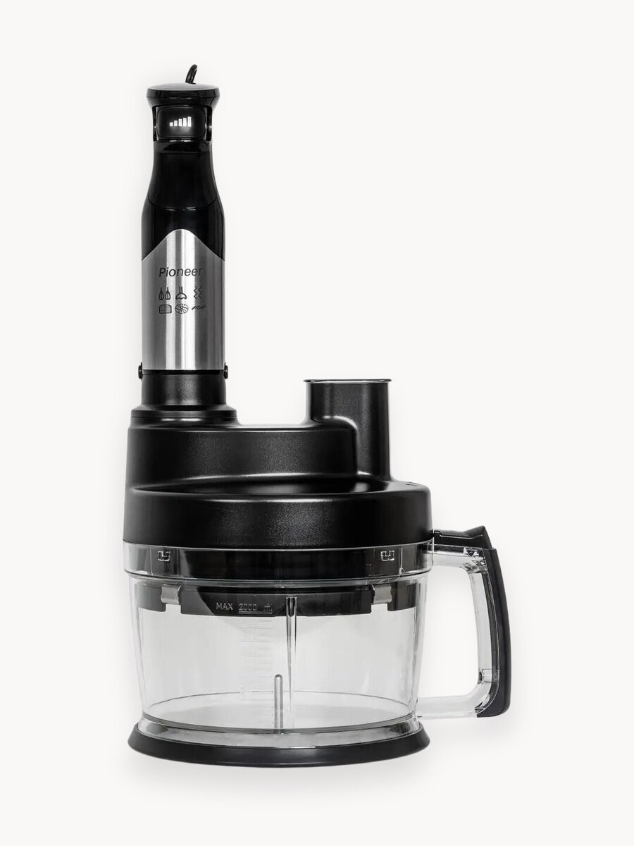 Блендер Pioneer HB137S из нержавеющей стали, нарезка слайсами и нарезка кубиками 8х8мм, двойные битеры и крючки, 1000 Вт