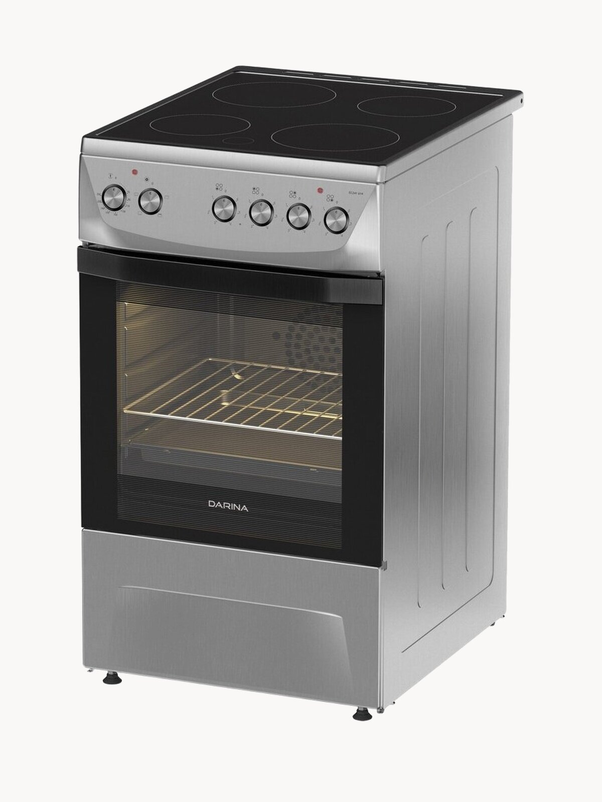 Электроплита Darina 1D5 EC 241 614 X 50 см, 50 л, 4 конфорки, серый металлик