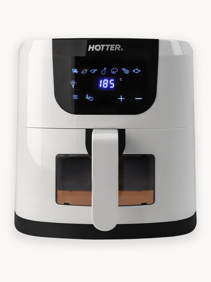 Аэрогриль HOTTER HX-588, объем 4.5л, 7 автопрограмм , регулировка времени и температуры, обзорное окно, белый