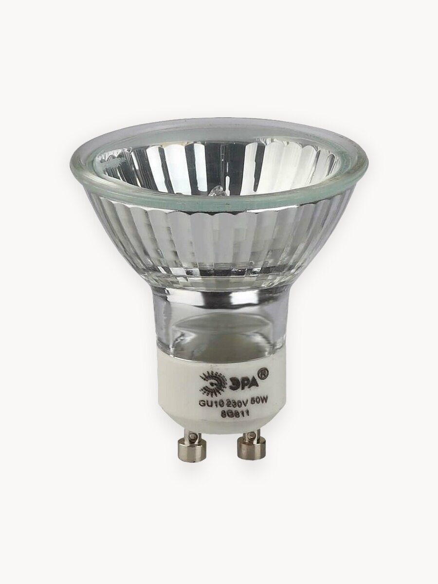 Лампочка галогенная ЭРА GU10 35Вт софит 3000К теплый белый свет, 1 шт