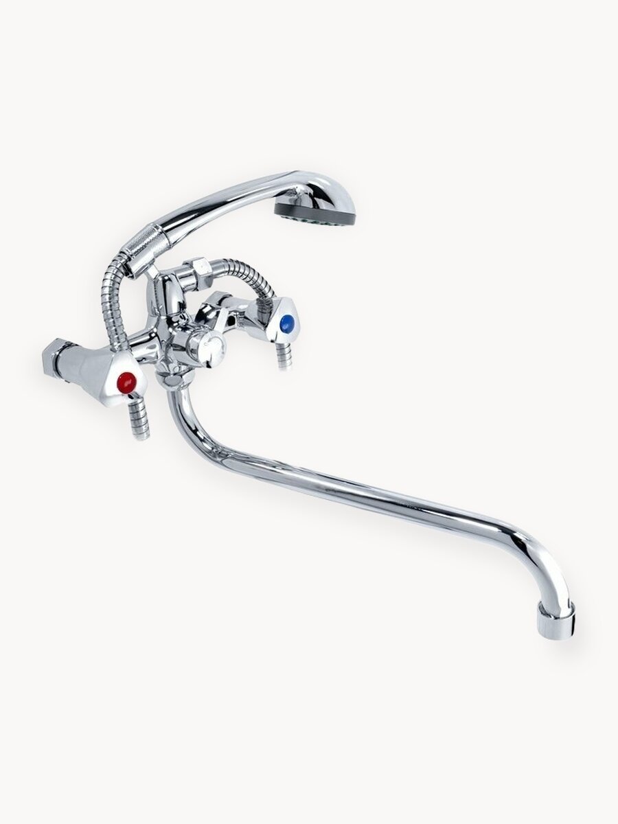 Смеситель Kranar KB 1302-30S, для ванны, вертикальный монтаж, хромированный, поворотный излив