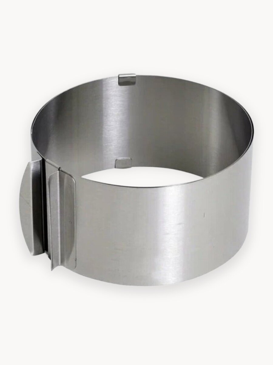 Раздвижное кондитерское кольцо 16-30см, высота 8см / Форма для выпечки и салатов, кольцо кулинарное регулируемое