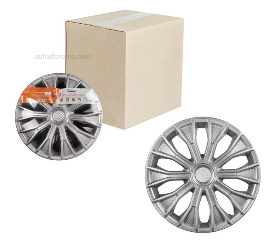 AIRLINE AWCC1514 Колпак колеса декоративный R-15 "Волтек" серебристый карбон (к-т 2шт) (AWCC-15-14)