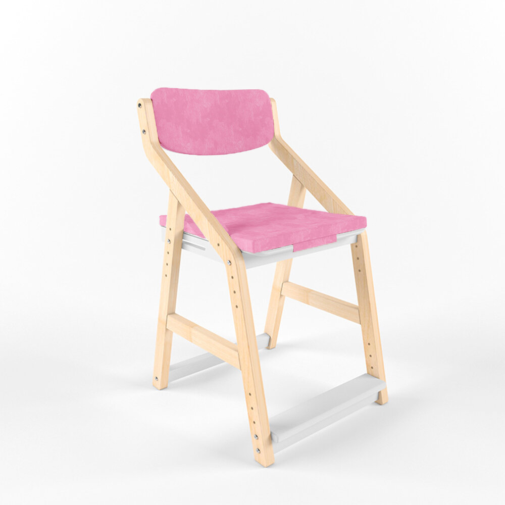 Стул растущий для школьника Робин Wood (Вуд) цвет Комбо белый с чехлом Барби