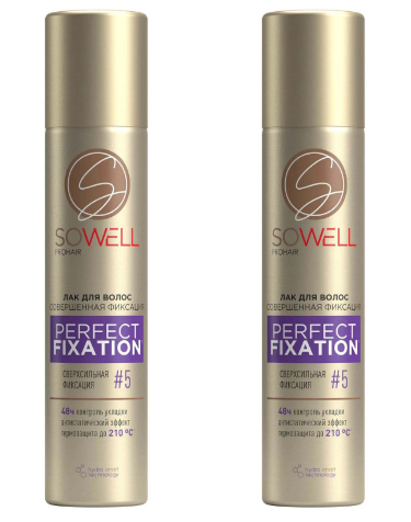 Лак для волос SoWell, Perfect Fixation, совершенная фиксация сверхсильной фиксации, №5, 75 мл, 2 шт